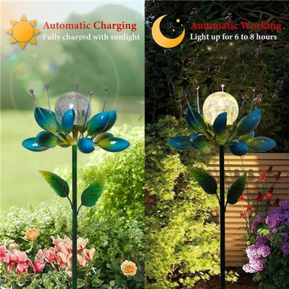Accents | Solar Metal Flower Stake Lights Decor Garden Stakes Garden ...